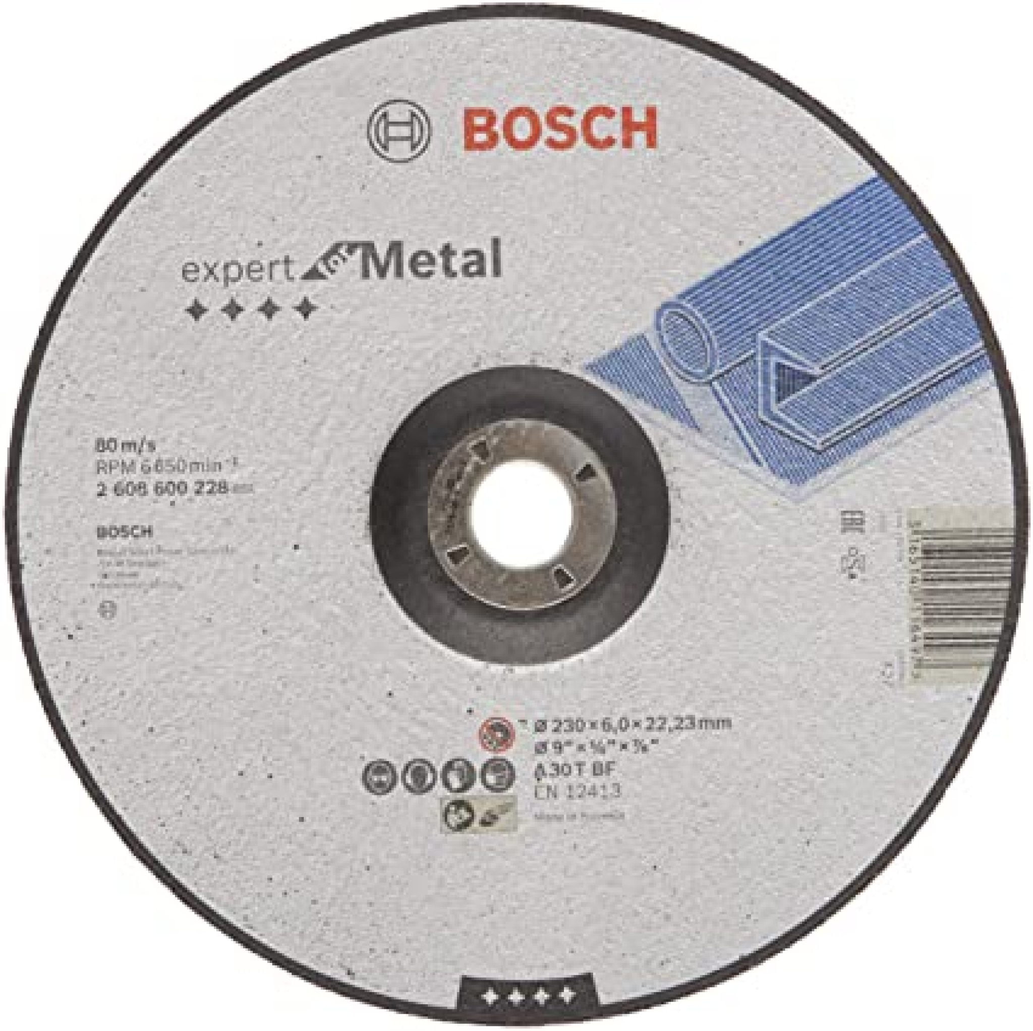 BOSCH 2608600228 230MM EXPERT FOR METAL GRINDING DISC WITH DEPRESSED ...