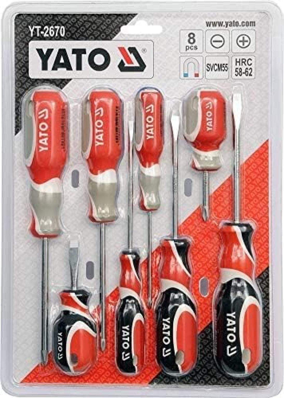 YATO YT-2784 8PCS SCREWDRIVER SET - SLOTTED & PHILLIPS, MAGNETIC TIP ...