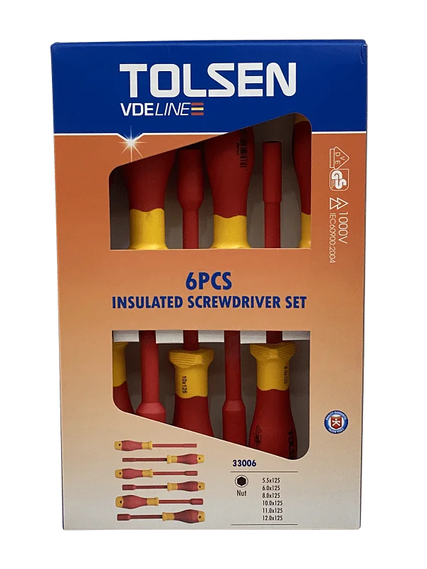 TOLSEN IEC60900 6PCS 1000V INSULATED NUT DRIVER SET